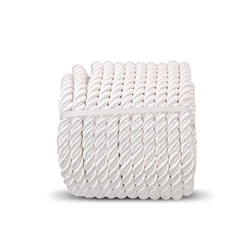 Aoneky 1/2 5/8 3/4 7/8 inch Nylon Twisted Rope - White Pull Rope Cord (3/8 inch x 100 ft)