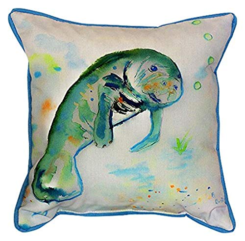 Betsy Drake Betsy's Manatee Indoor/Outdoor Pillow, 18" x 18"