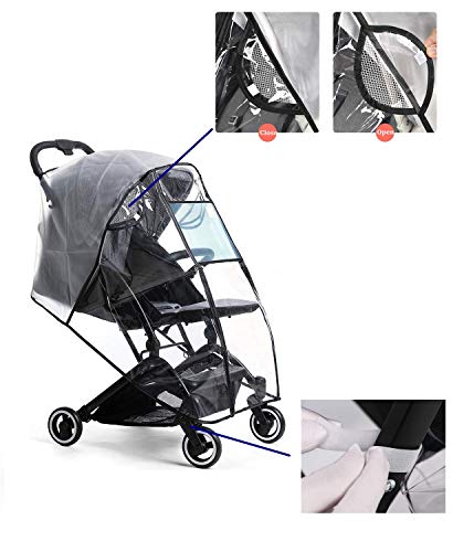 Diagtree Stroller Rain Cover Universal, Baby Travel Weather Shield, Windproof Waterproof, Protect from Dust Snow Insects (Double Zipper-L)