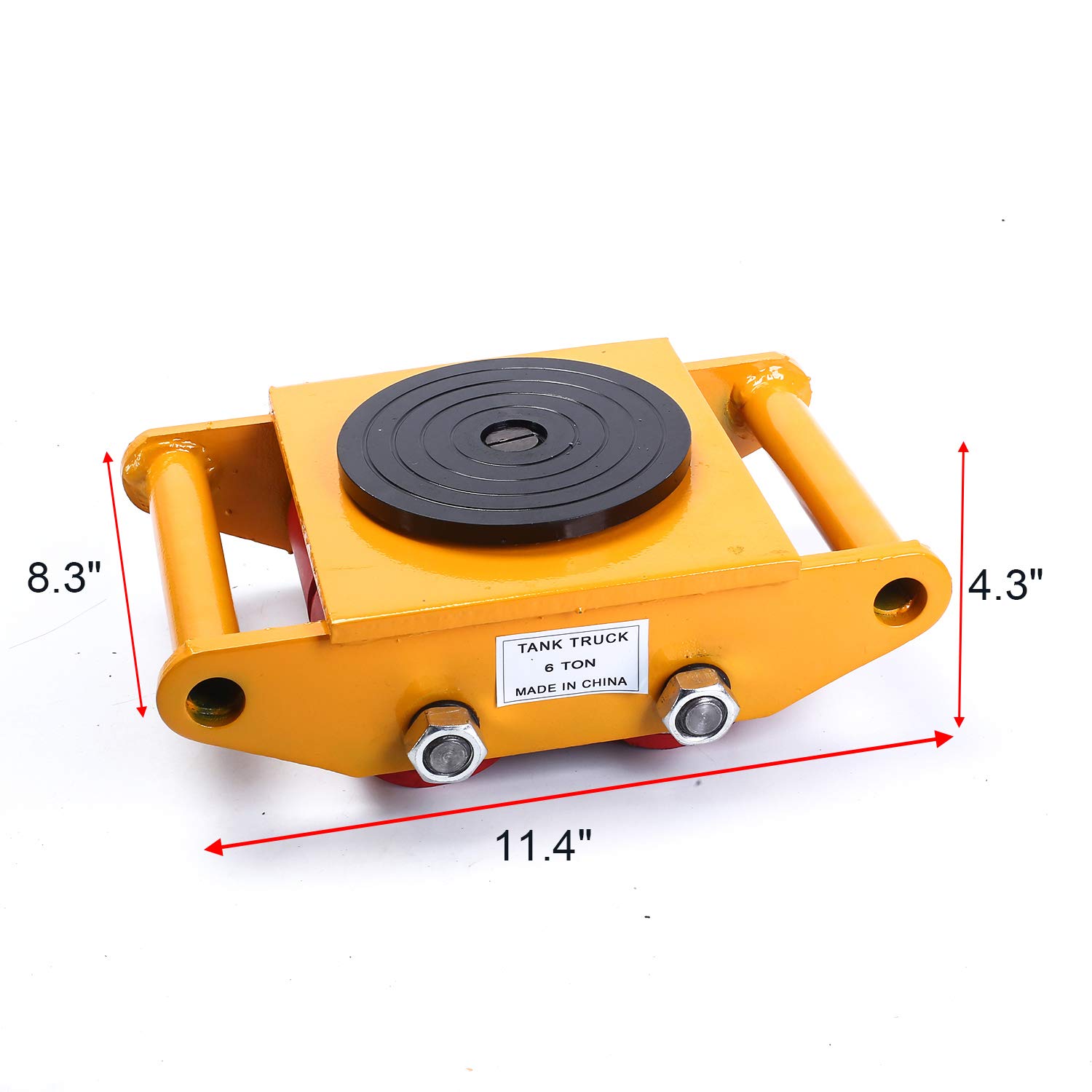 6T Industrial Machinery Mover with 360° Rotation Plat 13200lbs Machinery Moving Skates with 4 Roller Wheels Machinery Mover Dolly Skate, Orange, 1PC
