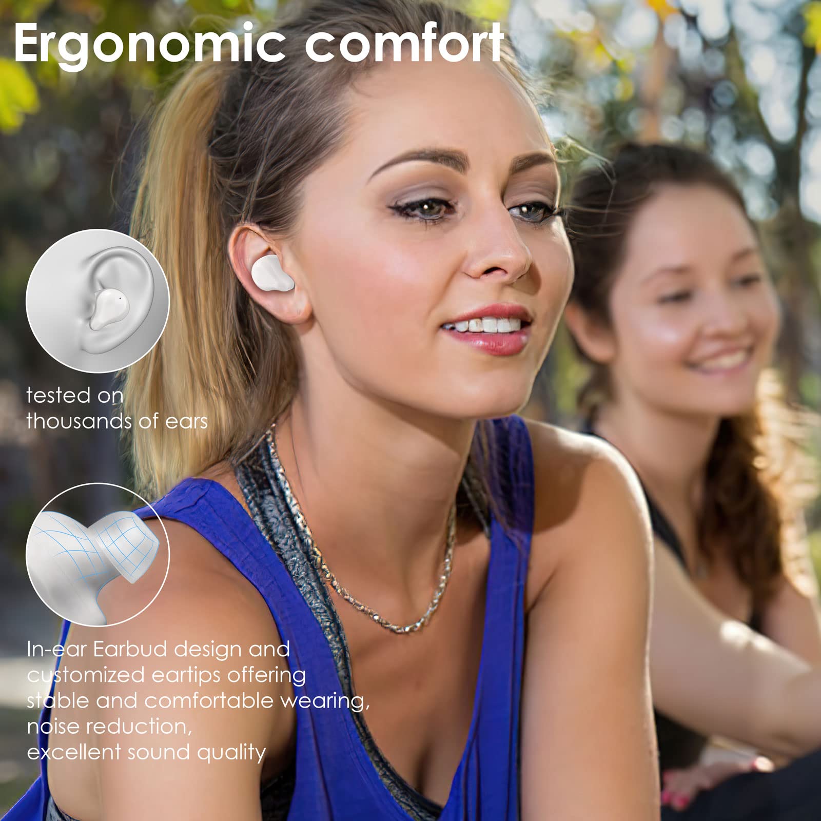 AKSONIC True Wireless Earbuds Bluetooth 5.2 aptX Armatrured Dynamic Speaker Touch Control Deep Bass in Ear w/Mic CVC8.0 Noise Cancelling Headphone USB C Fast Charging