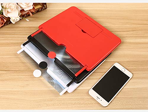 siduater 10" Screen Magnifier, 3D HD Smart Phone Magnifier Projector Screen for Movies, Videos, and Gaming โ Foldable Phone Stand with Screen Amplifier, Supports All Smartphones, Red