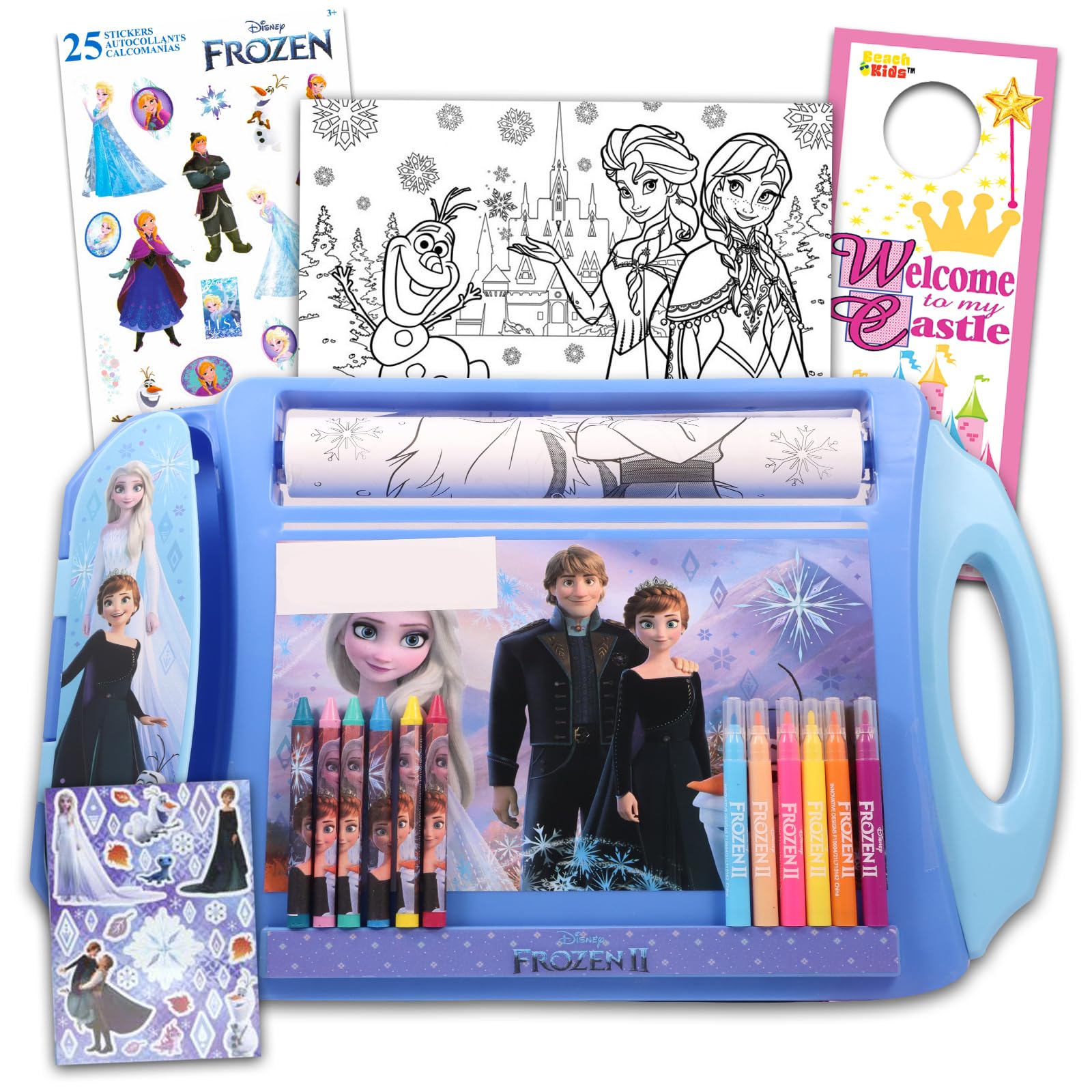 Art Lap Desk Set for Kids ~ Bundle Frozen Roll-Out Art, More | Frozen Coloring