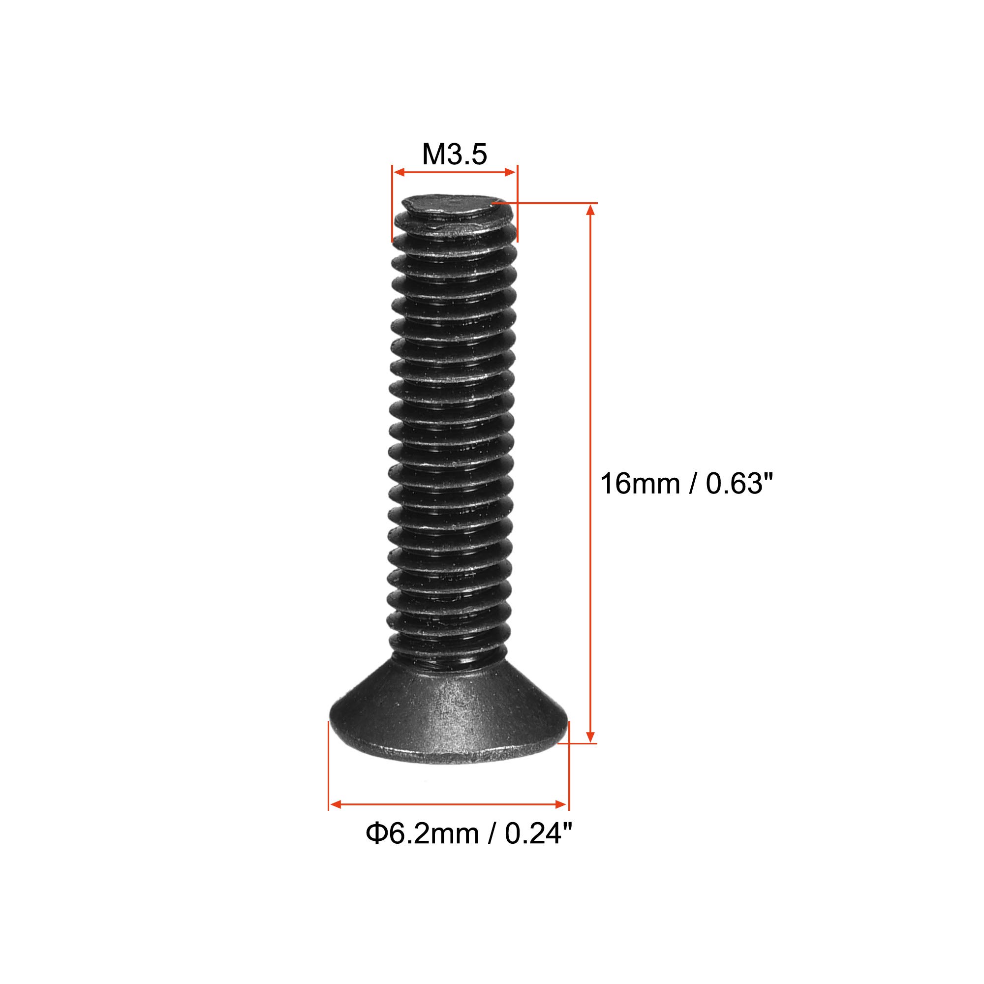 uxcell M3.5 x 16mm Phillips Screw Fastener Black for Laptop PC TV Fan Switch 50pcs