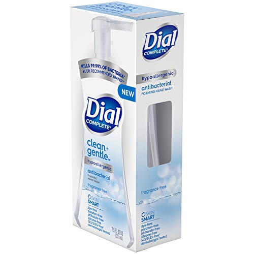 Dial Complete Clean + Gentle Antibacterial Foaming Hand Wash, Fragrance Free, 7.5 fl oz, 8 Count Case