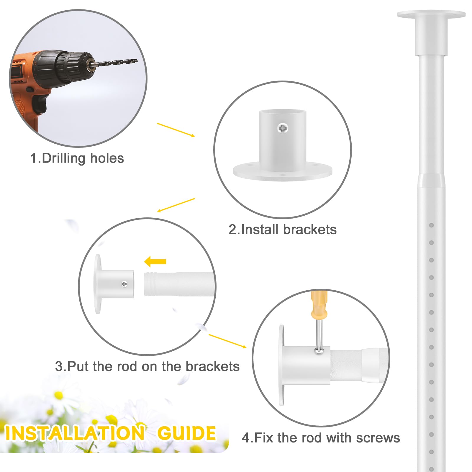 2 Pack Closet Rod,17 to 27 Inch Adjustable Closet Rods for Hanging Clothes Heavy Duty Closet Hanging Rod White Closet Poles for Wardrobes,Bathroom,Windows
