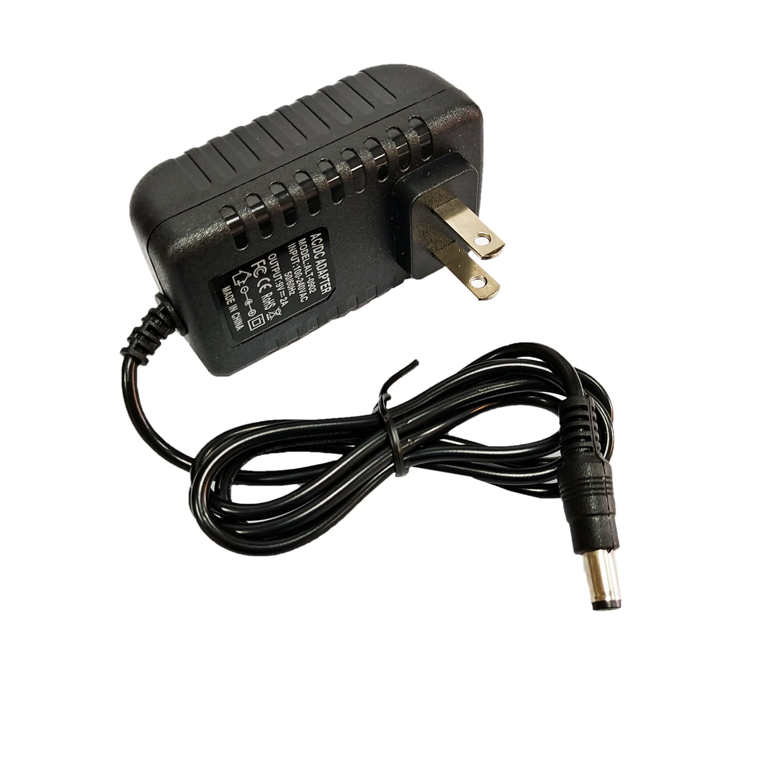 NC 9V 2000mA Power Supply 100-240V AC to 9Volt DC 2A Switching Supply Power Adapter 5.5 X2.52.1mm US Plug AC Adapter Transformer Wall Adapter, Black