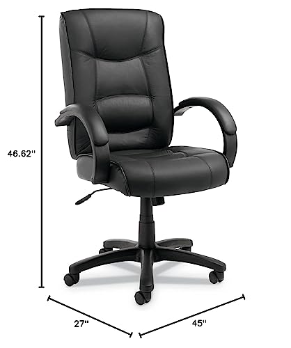 Alera ALESR41LS10B 17.91 in. - 21.85 in. Strada Series High-Back Swivel/Tilt Top-Grain Leather Chair, Supports Up to 275 lbs. - Black