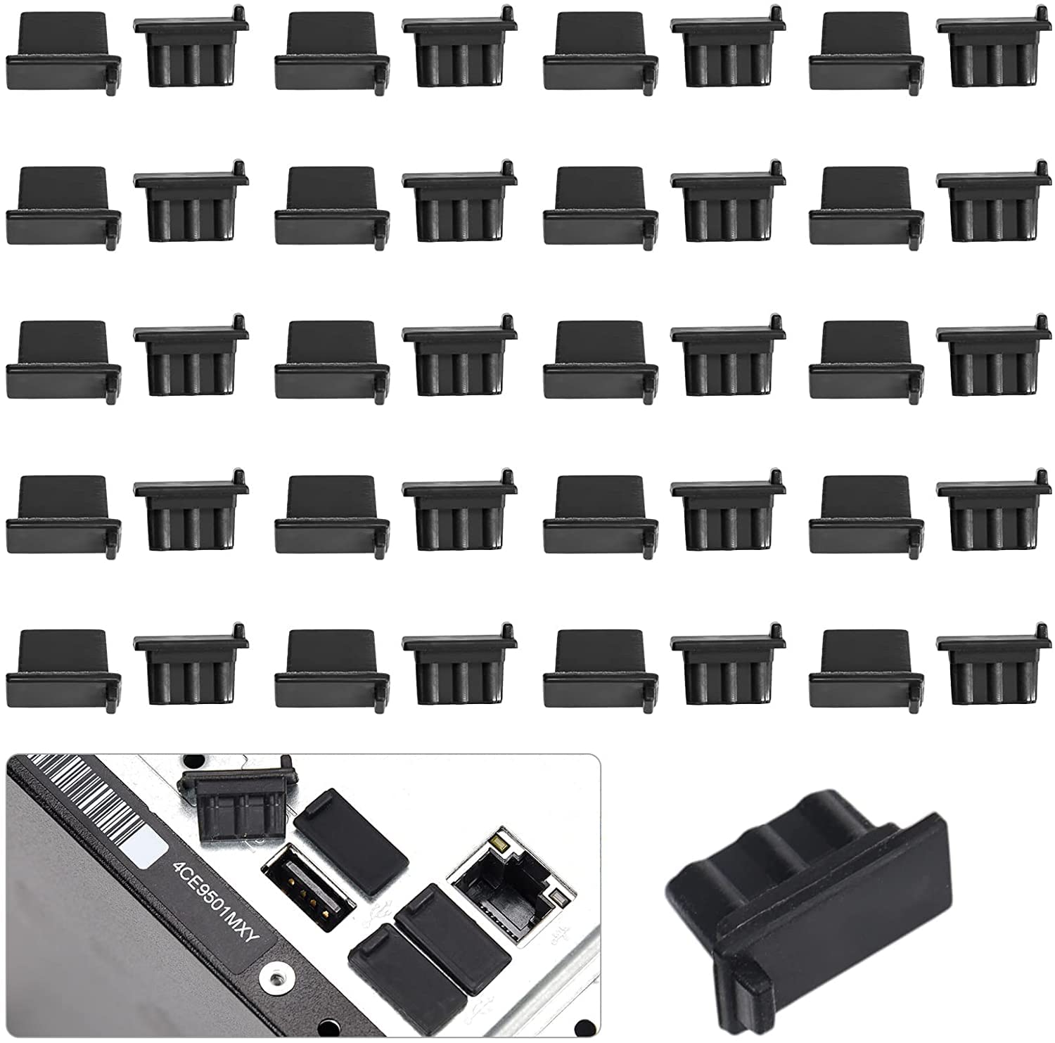 40PC USB A Port Cover Caps, Durable USB Cover Caps for USB Type-A Female Port, USB Dsut Cover for Desktop PC Laptop Router Hub or Other Device with USB Type-A Female Port