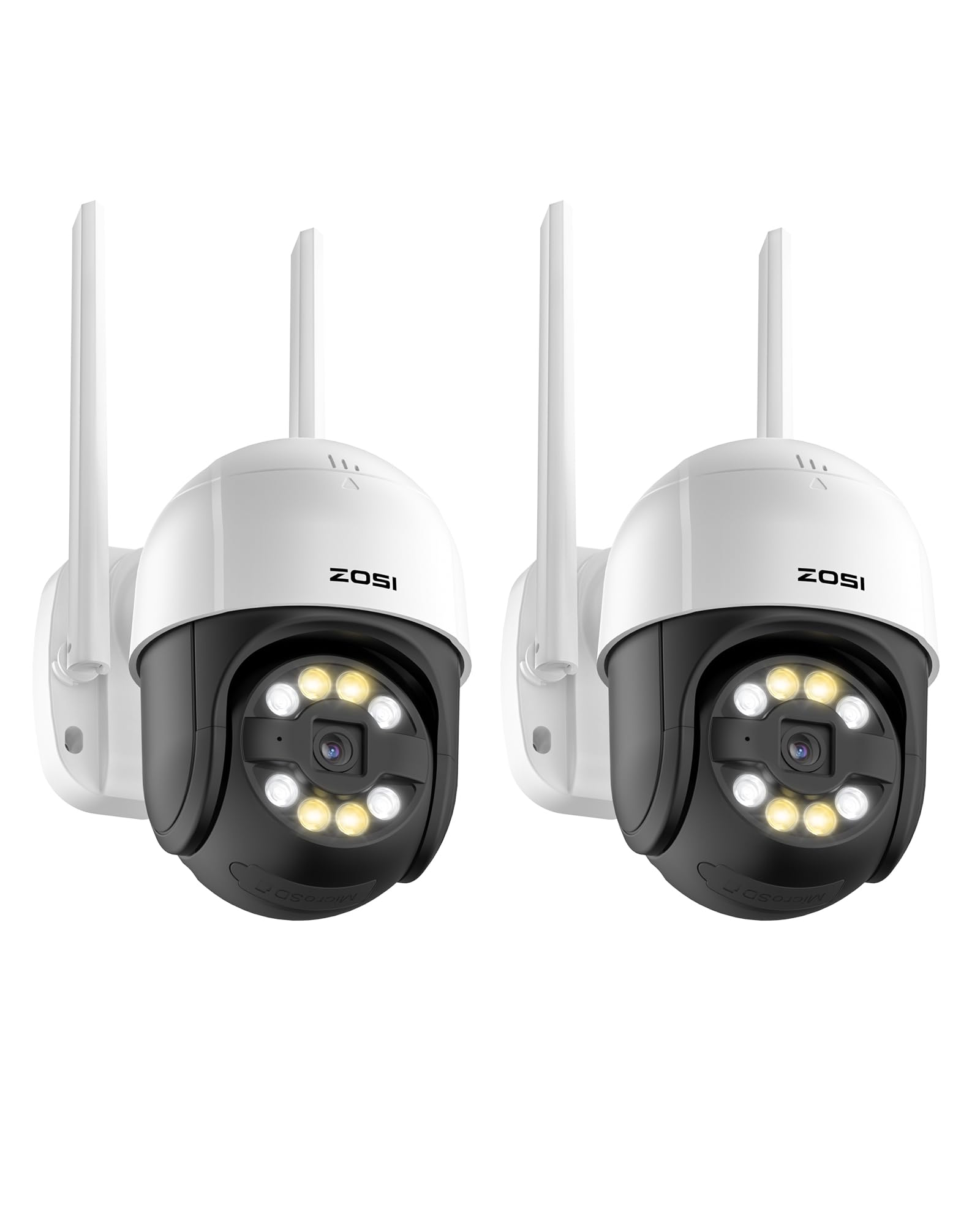 ZOSI 2pack C289 2K WiFi PTZ Security Camera,Person Vehicle Detection,Auto Tracks Human,2 Way Audio,Night Vision,Floodlight Siren,3MP Pan/Tilt Outdoor Indoor Cam,SD Card & Cloud Storage,5X Digital Zoom