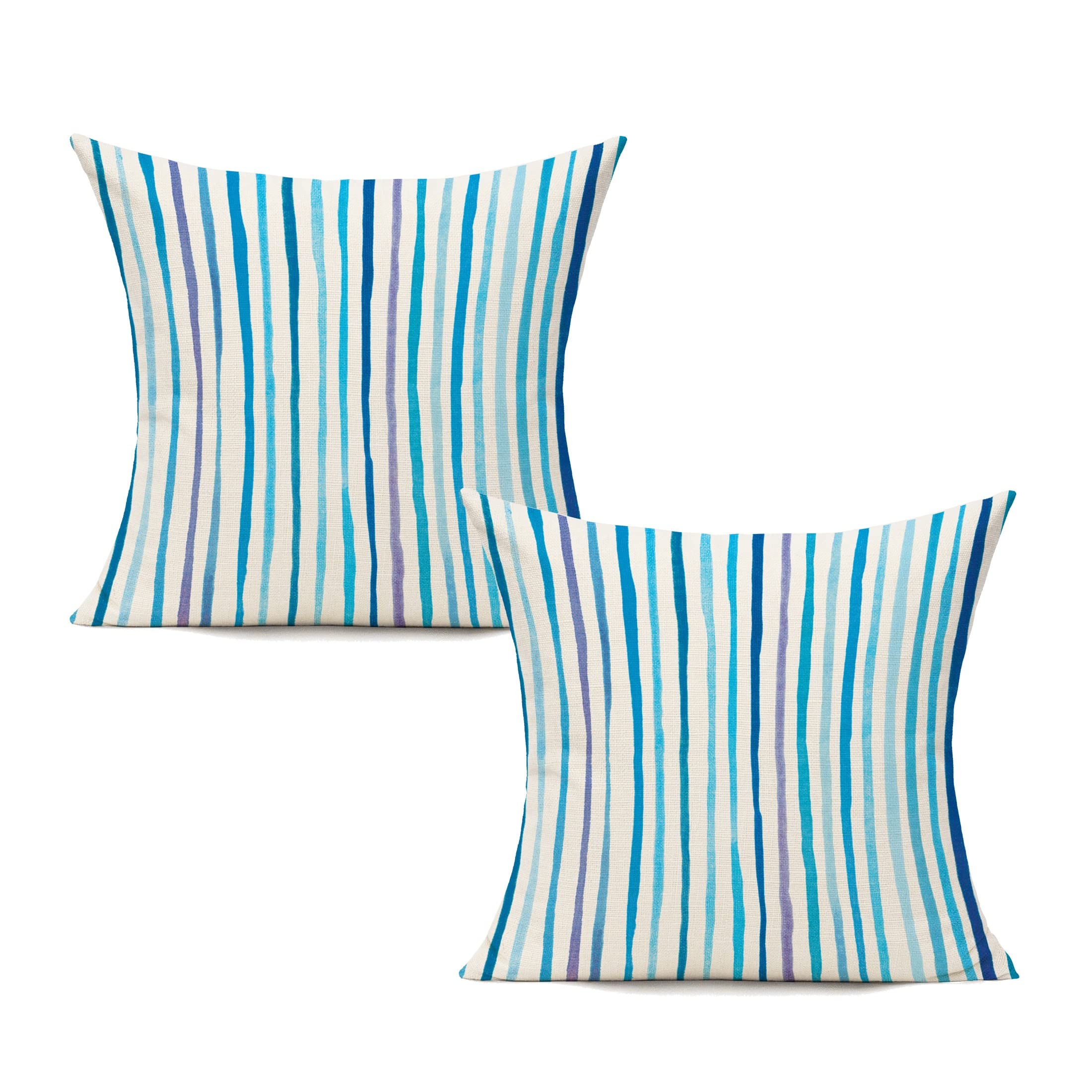 All Smiles Outdoor Red Green Stripe Throw Pillow Covers Spring Decorative Striped Cushion Cover for Patio Bench Garden Porch Home Décor Pillowcases 18X18 inch Set of 2