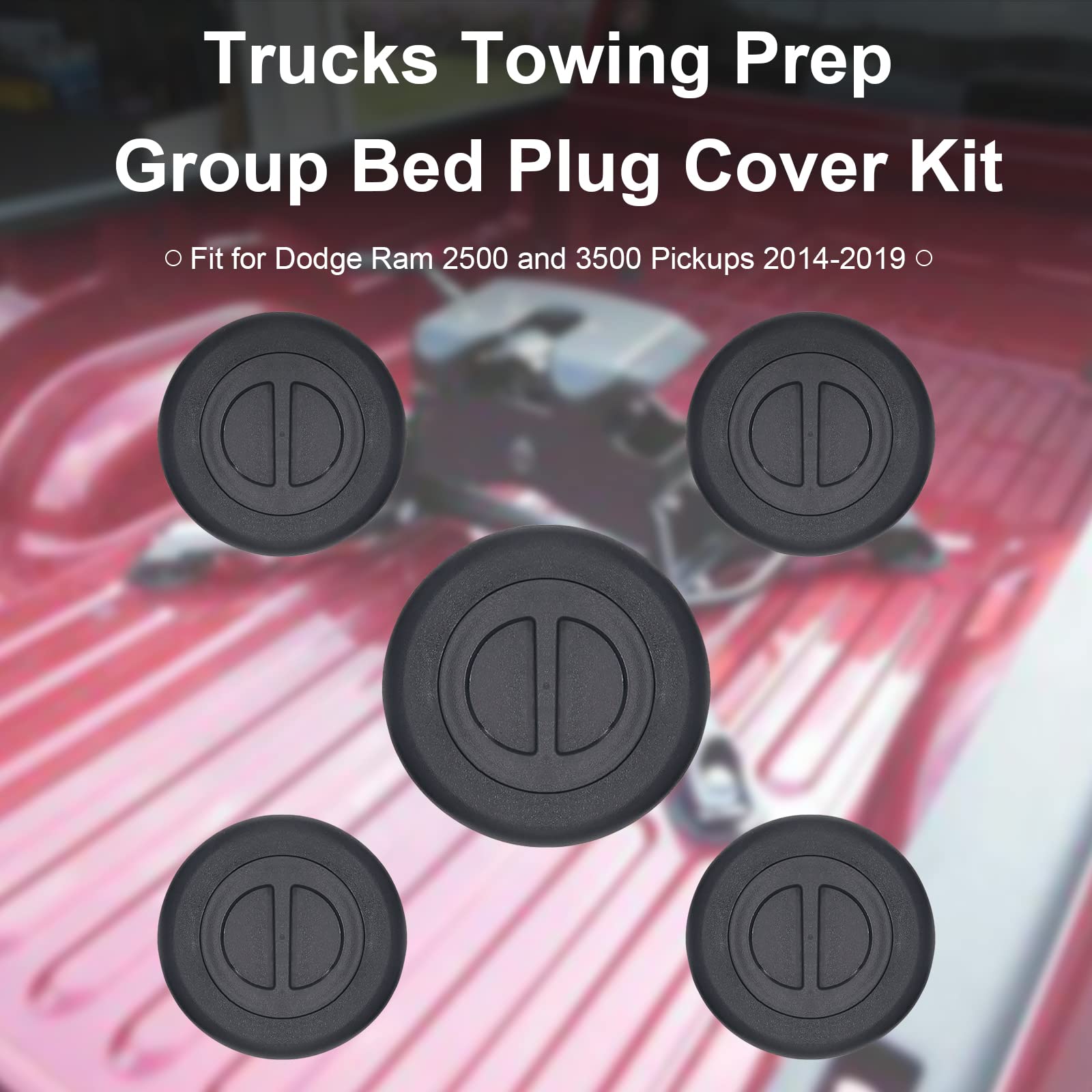 Bed Plug Cover Kit Compatible with 2014-2019 Dodge Ram 2500 3500 Pickups Replacement 68225506AA,Hitch Covers for Truck with 5th Wheel/Gooseneck Towing Setups/Trailer Tow Cover,Vanshly