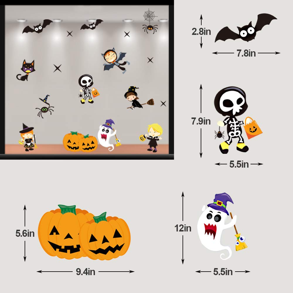 Vanleonet Halloween Window Clings Decals for Window Glass,Double-Side Spooky Removable Window Sticker for Halloween Party Decoration