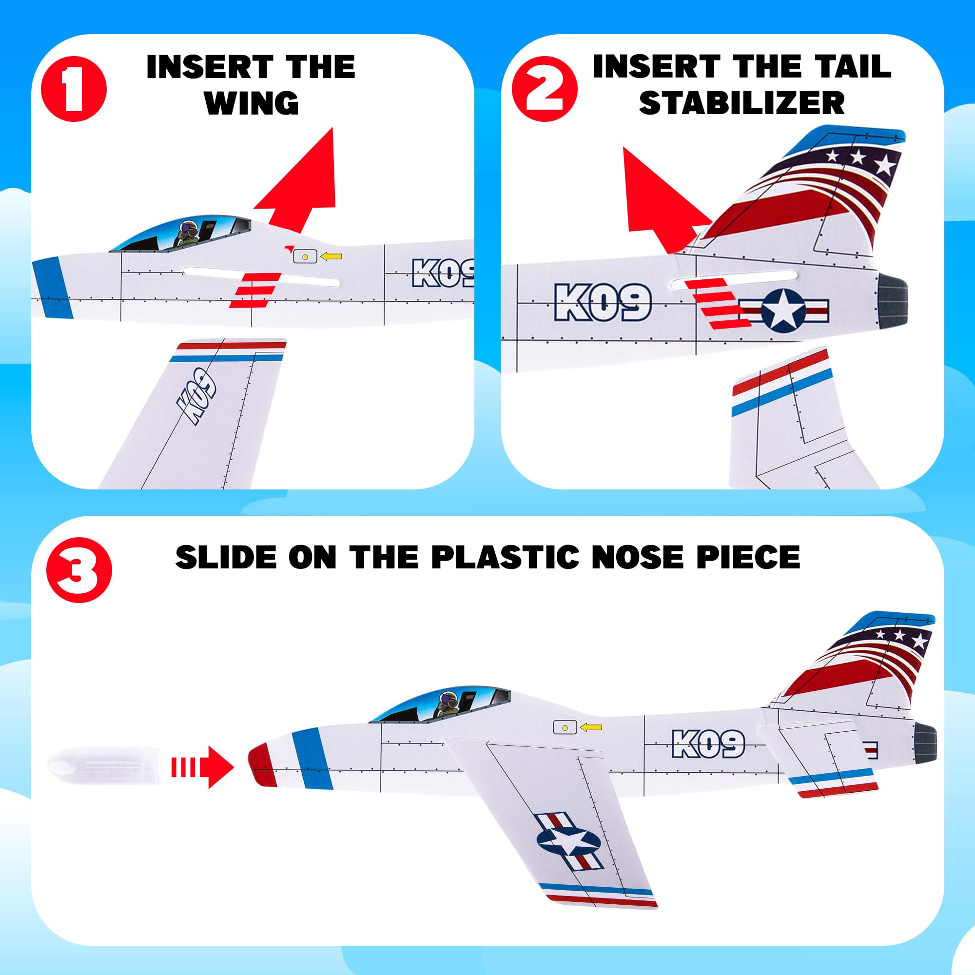 ArtCreativity 24 Pack Glider Fighter Jets 3D Puzzle Set - 7 Inch Various Jet Design Schemes - Airplane Theme Party Activity - Great Party Favor, Summer Fun, Gift Idea for Boys and Girls