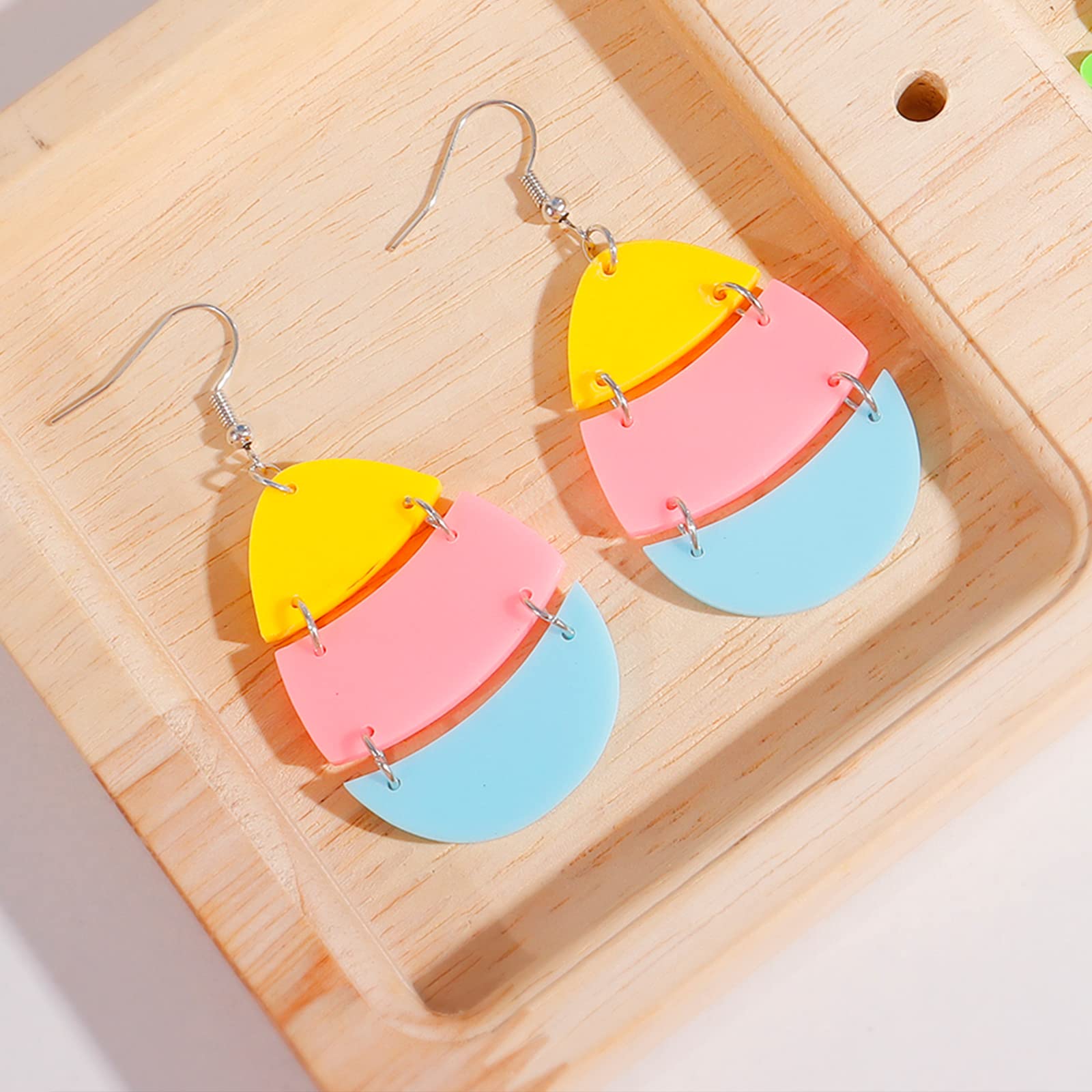 2 Pairs Easter Dangle Earrings for Womens Wooden Easter Bunny Earrings Colorful Easter Egg Dangle Drop Earrings Easter Rabbit Earrings Holiday Earrings Easter Jewelry（2）