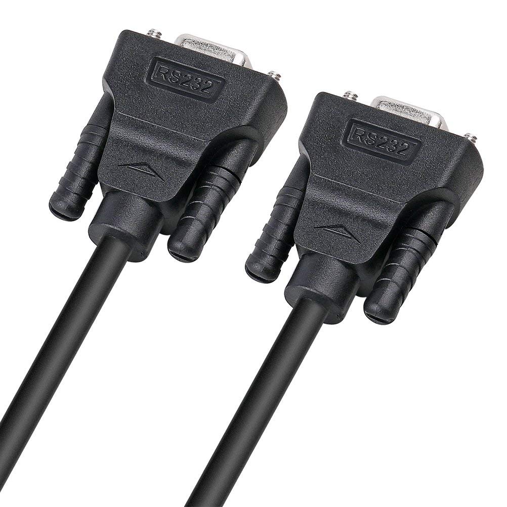 DTech DB9 RS232 Serial Cable Female to Female Null Modem Cord Cross TX/RX line for Data Communication (6 Feet, Black)