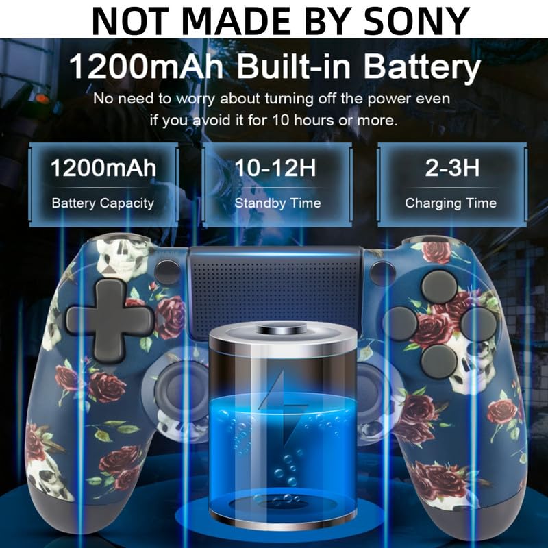 2 Pack Gaming Controller for PS4 Controller,Wiv77 Wireless Controller for Playstation 4 Controller,Remote Control with Headphone Jack/Long Battery Life/Upgraded Joysticks,CamoBlue and SkullBlack,Cheap