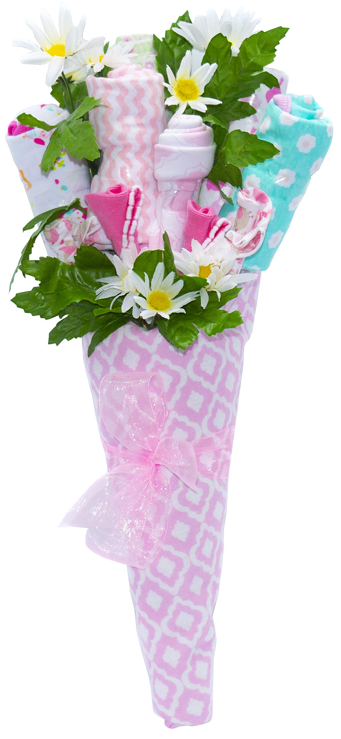 Baby Blossom Clothing Flower Bouquet, New Baby Girl Gift, Baby Clothing Arranged Like Celebration Flowers, Creative Unique Welcome Baby Gift Set For New Parents