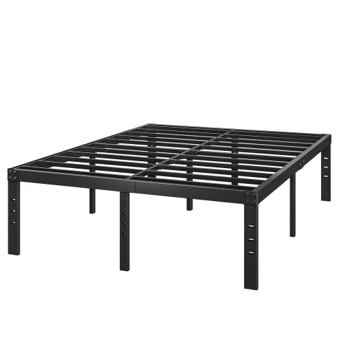 COMASACH 18-Inch King-Bed-Frame, Heavy Duty Tall Black Platform-Bed Frames No Box Spring Needed, Easy Assembly, Under Bed Storage, Noise Free Mattress-Foundation Support up to 4000Lbs