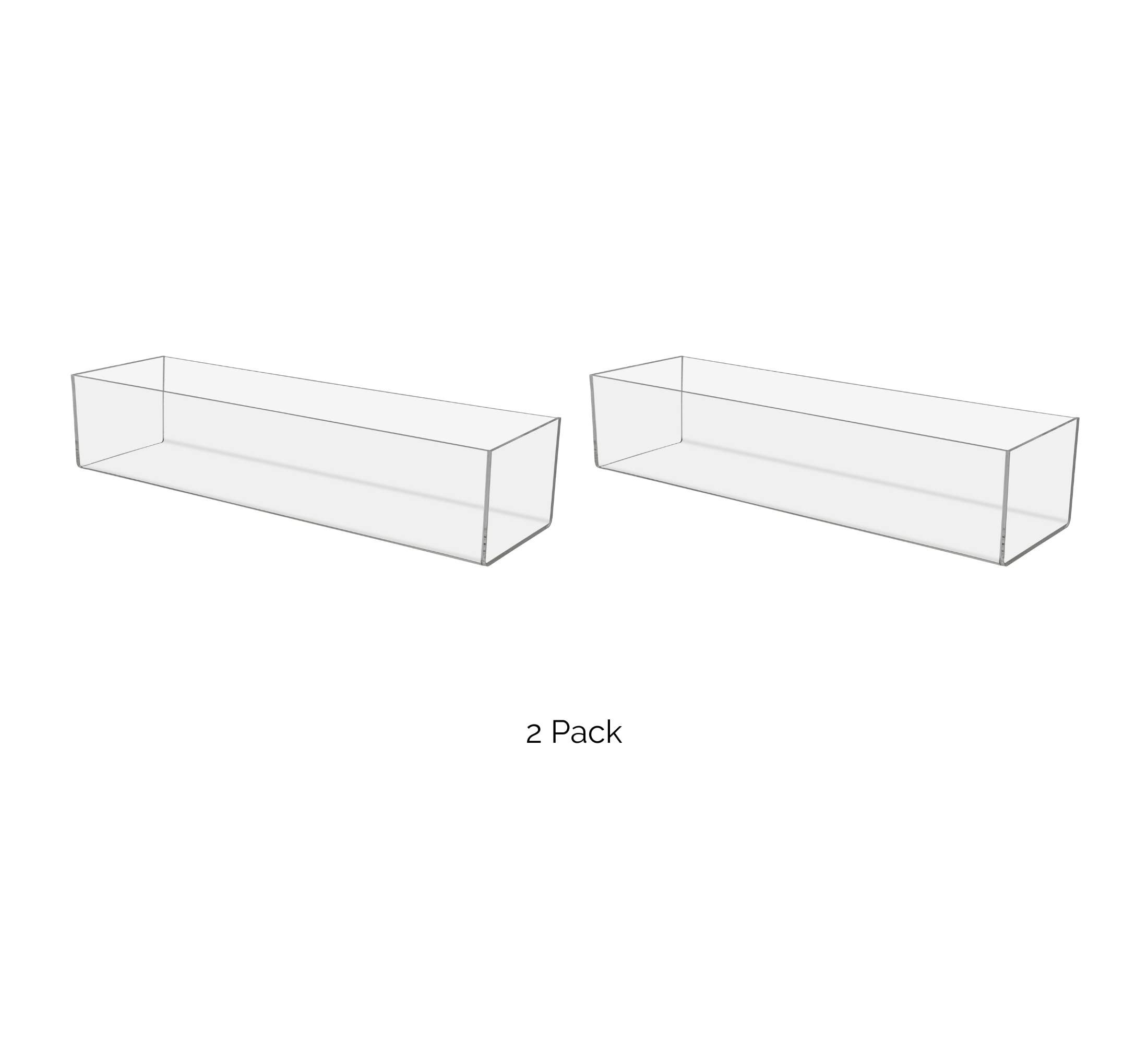 2 Pack Acrylic Retail Tray One Compartment Clear 15 Inch Wide x 4 Inch Deep Countertop Merchandise Dump Bin See Through Flippable Storage Caddy for Expos Businesses and Tradeshows by Marketing Holders
