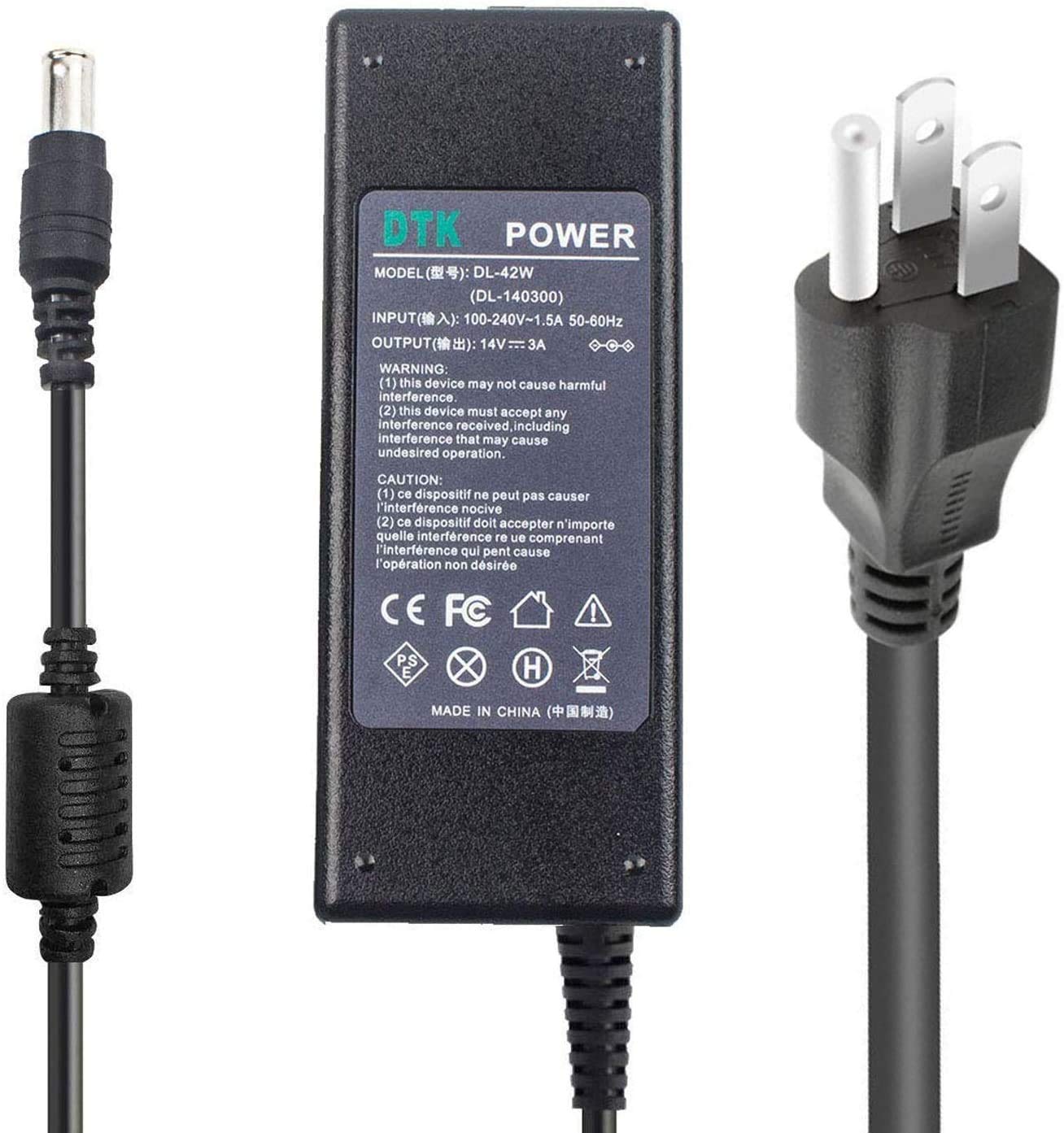 DTK 42W 14V 3A AC Adapter Charger for Samsung SyncMaster S22A300B S20A350B LTM1555 LCD TFT Monitor Power Supply Cord Connector Size 6.5 x 4.4 mm