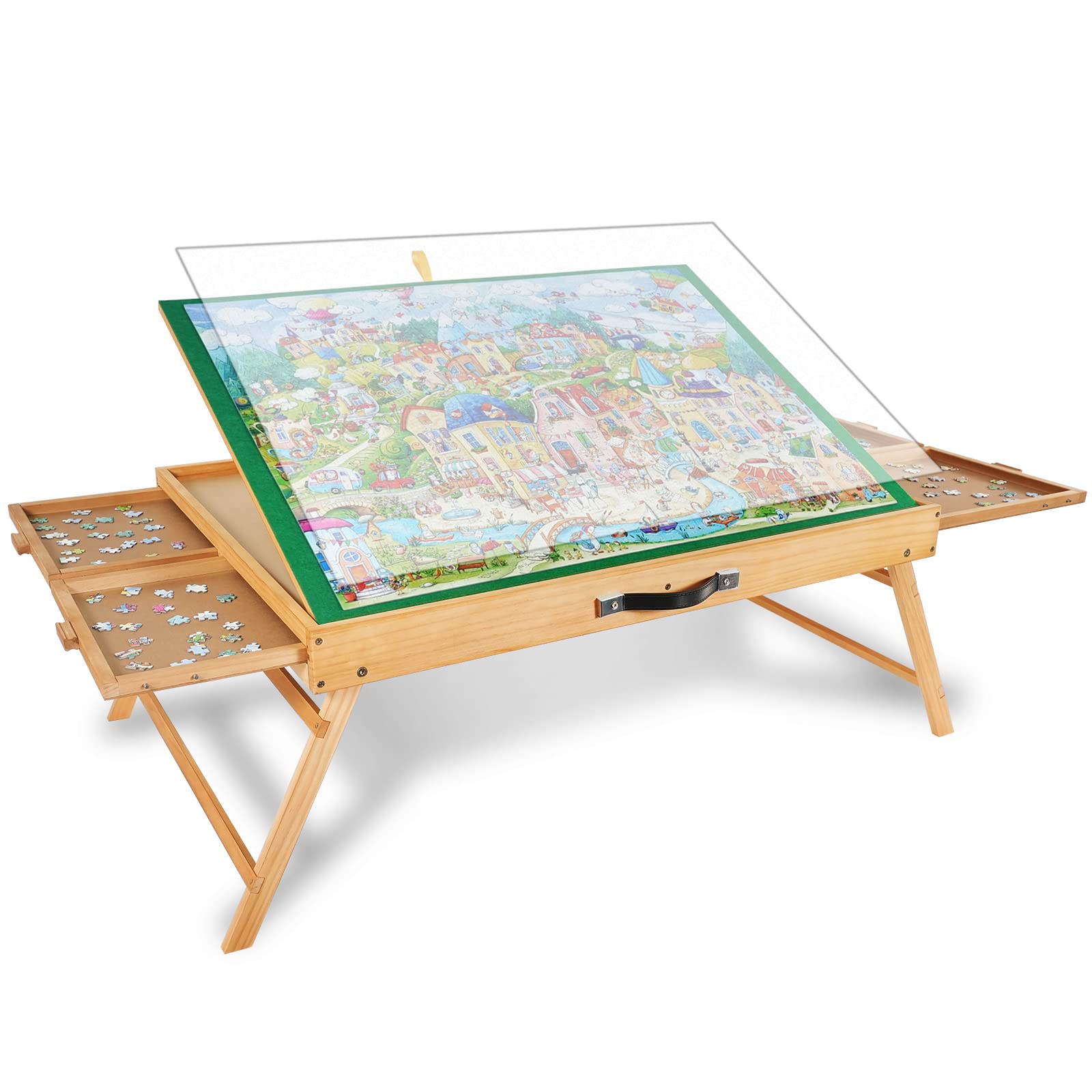 ALL4JIG 1000PCS Adjustable Jigsaw Puzzle Board with 4 Drawers & Cover| 3-Tilting-Angle Jigsaw Wooden Puzzle Table for Adults| 21'' X 29" Puzzle Easel|Portable Puzzle Table with Legs