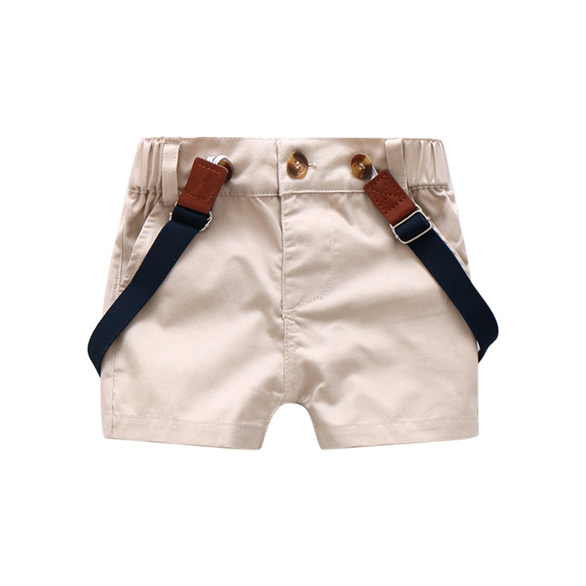Baby Boys Gentleman Outfits Suits, Infant Blue Shirt+Bib Shorts+Tie+Suspenders Clothing Set,3-6M