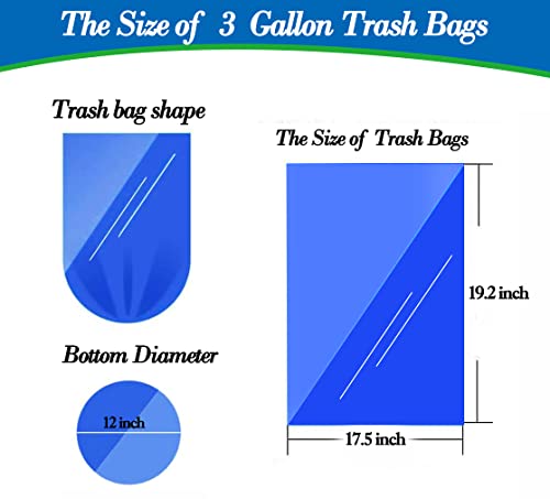 3 gallon Clear trash can liners,Small clear Garbage Bags 300,Extra Strong 2.6,3,4 Gal Trash Bag,Fit 4.5-6-8-10 liters trash Bin Liners for Home Office Kitchen (Clear 300)