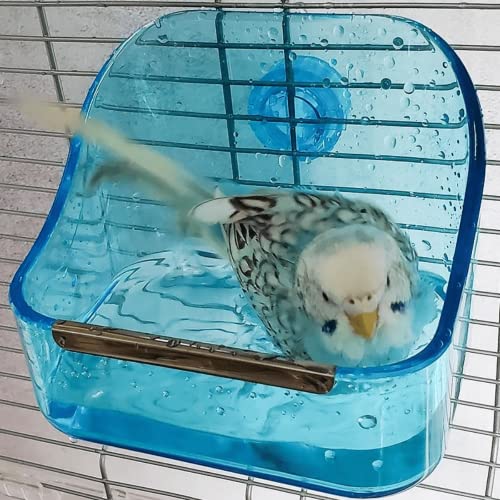Barn Eleven Bird Bathtub, Crystal Pet Bird Bath Box, Bird Cage Parrot Bathing Tub, Bird Cage Accessory Bathing Tub Bath for Small Birds Parakeet Canary Budgerigar Lovebirds