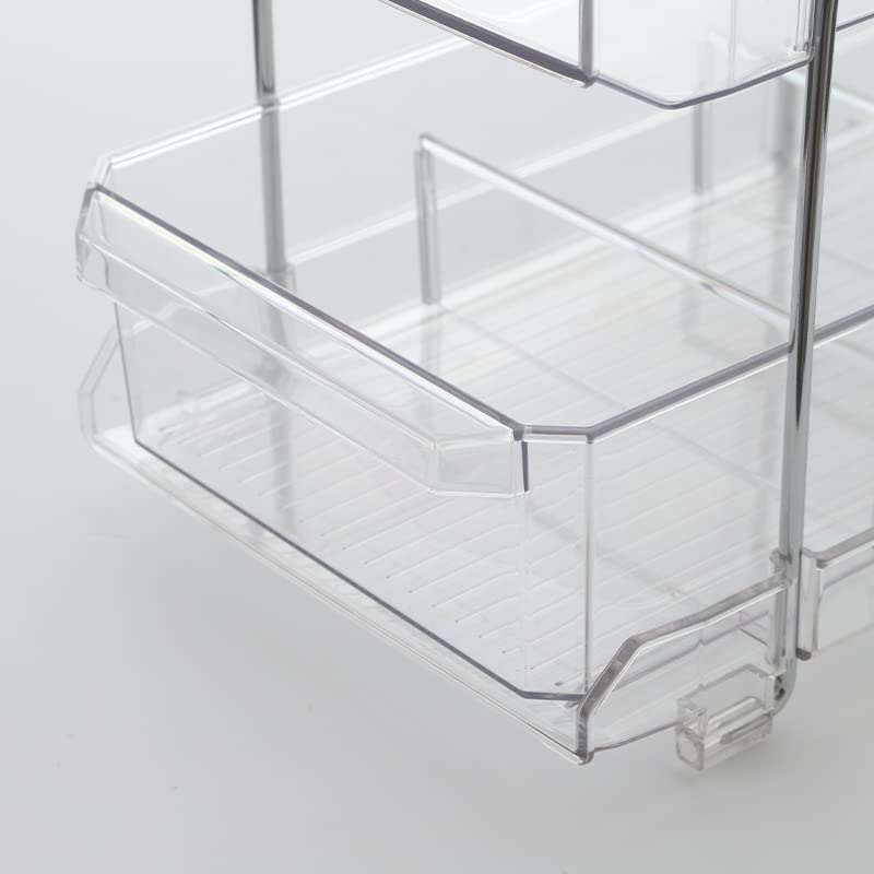 2-Tier Clear Organizer with Sliding Storage Drawers, Baskets, with Handles and Dividers for Kitchen, Closet, Kitchen Pantry Medicine Cabniet Storage Bins Bathroom, and Office, BPA Free (2 Pack)