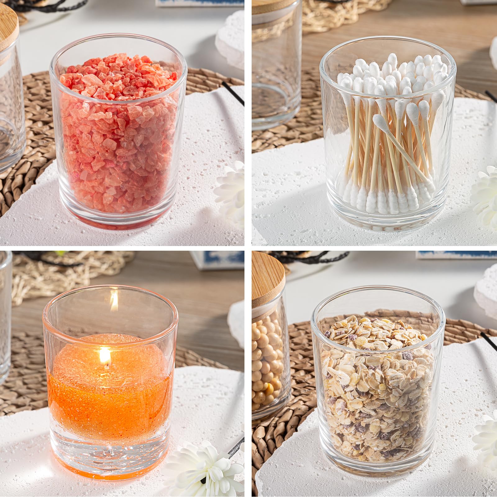 15 Packs 7oz Candle Jars for Making Candles,Thick Glass Candle Jars with Bamboo Lid,Candle Making Kits Empty Candle Jars Bulk Candle Vessels Candle Containers with Lids Candle Tin-Reusable.(Clear…