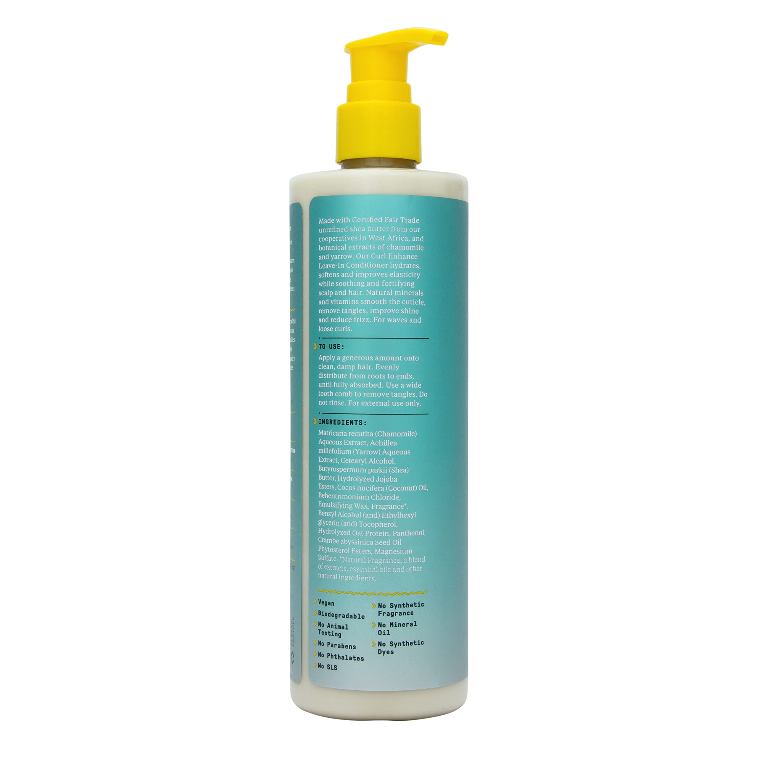 Alaffia Beautiful Curls Curl Enhancing Leave in Conditioner, Wavy to Curly Hair Products, Natural Moisturizer, No Sulfates with Shea Butter, Coconut Oil, Chamomile, 12 Fl Oz