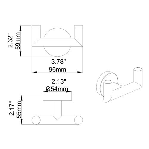 BUVELOT Robe Hook, Double Towel Hook, Wall Mounted Brass Hooks for Bathroom Kitchen Garage,Chrome,077020-CR,Leo Series