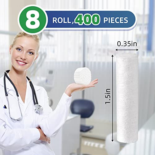 400 PCS Dental Gauze Rolls Cottons Pads, Nosebleed Kit Accessories #2 Medium 1.5" Mouth Gauze Nose Plugs for Dental Clinic, Household