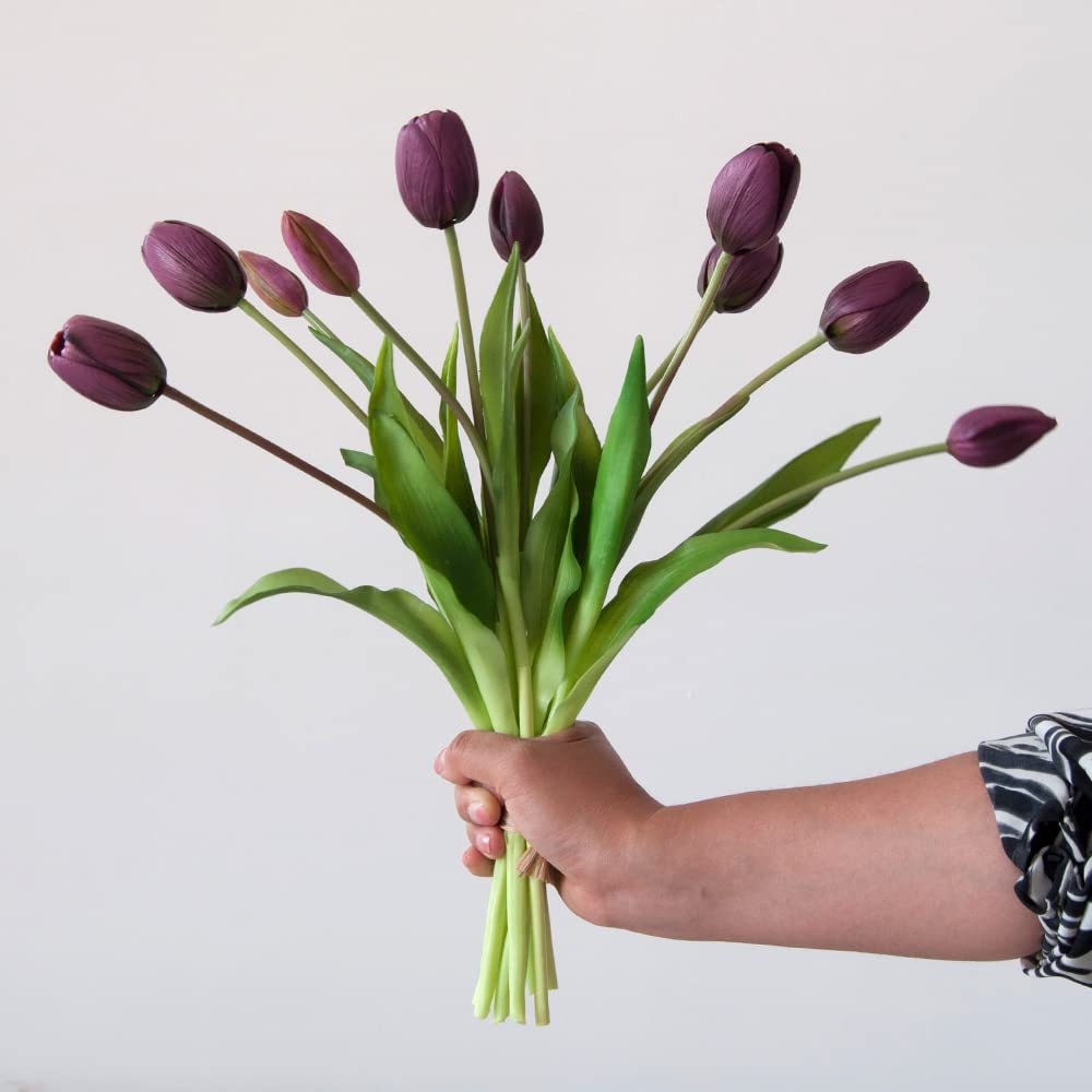 Aoivrb 5 PCS Fake Tulips Flowers PVC Real Touch Tulips Artificial Plastic Flower Fake Bouquet Table Arrangements Gift for Home Office Party Wedding Birthday Garden Store Decoration (Light PRURPLE)ā¦