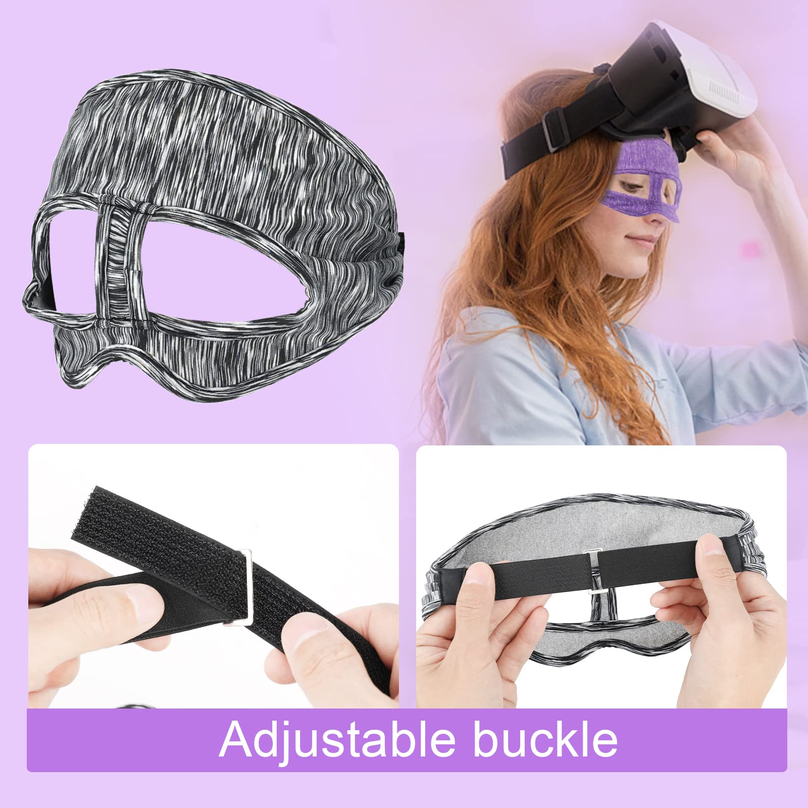 2 Packs VR Eye Mask Cover Breathable VR Sweat Band Adjustable Sizes Sweat Guard for Quest 2 Virtual Reality Game, Home Party Supplies