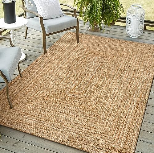 4x6 Rug,Rug 4x6', Rag Rugs,Jute Rug,Braided Rug, Jute Rugs, Jute Handloom Rug 4x6', Farmhouse Area Rugs, Natural Braided Doormat for Kitchen Entryway Pets Playing Rugs - Natural