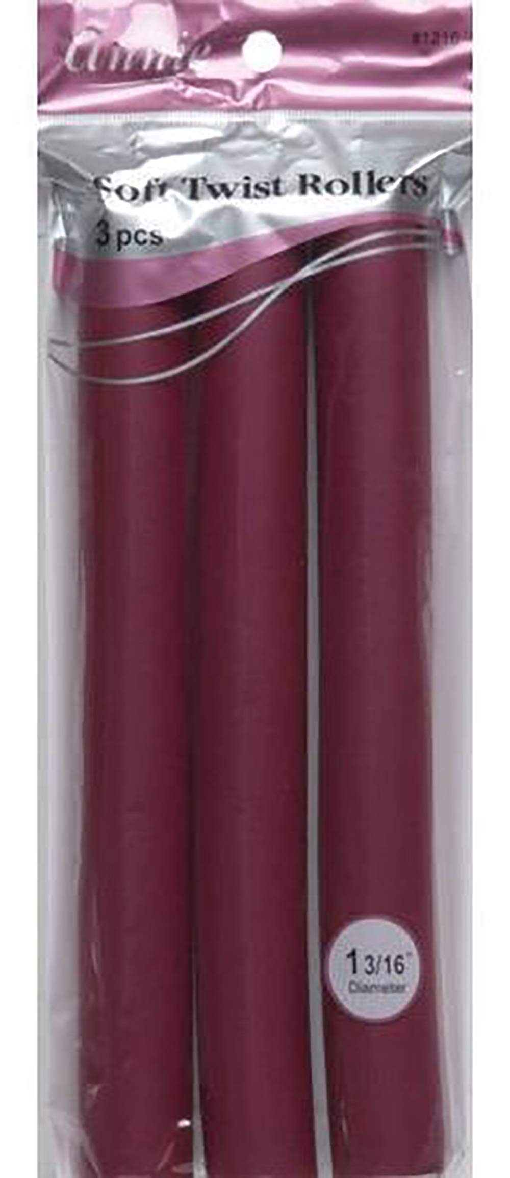 Annie Salon Style Soft Flexible Twist Hair Rollers Pack of 3 - 10" Long and 1 3/16" in Diameter Plum - Hair Curling and Styling Tools