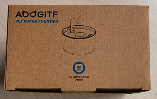 AOOGITF Cat Water Fountain, 304 Stainless Steel Pet Water Fountain, 24/7 Keep The Water Fresh, 74oz Capacity, Ultra-Quiet, No Sputter, Compact, Easy Cleaning, Suit for Pets