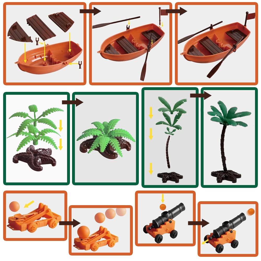 ArtCreativity Pirate Action Figure Playset, Pirate Play Set with Action Figurines, Storage Box, Pirate Ship Toy, Boat, Shark, Treasure Chests, & More, Pirate Party Decorations, Cake Toppers, & Gifts