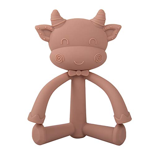 Baby Teething Toy Kids Teether 3 M+, Chewing Toy Made of Soft Food Grade Silicone,3D Supper Cute Attractive Cow Teether,Perfect Size for Baby Hands,BPA-free