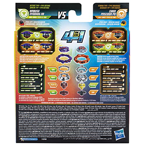 BEYBLADE Burst QuadStrike Ambush Nyddhog N8 and Chain Poseidon P8 Spinning Top Dual Pack, 2 Battling Game Top Toy for Kids Ages 8 and Up
