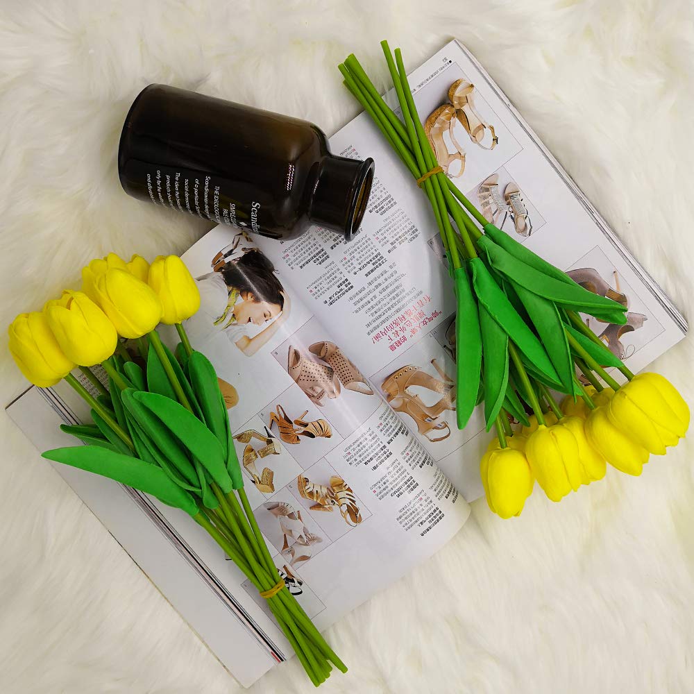 20PCS Artificial Tulips Flowers,Real Touch Tulips Fake PU Plant Great for Wedding Party Home Room Decoration