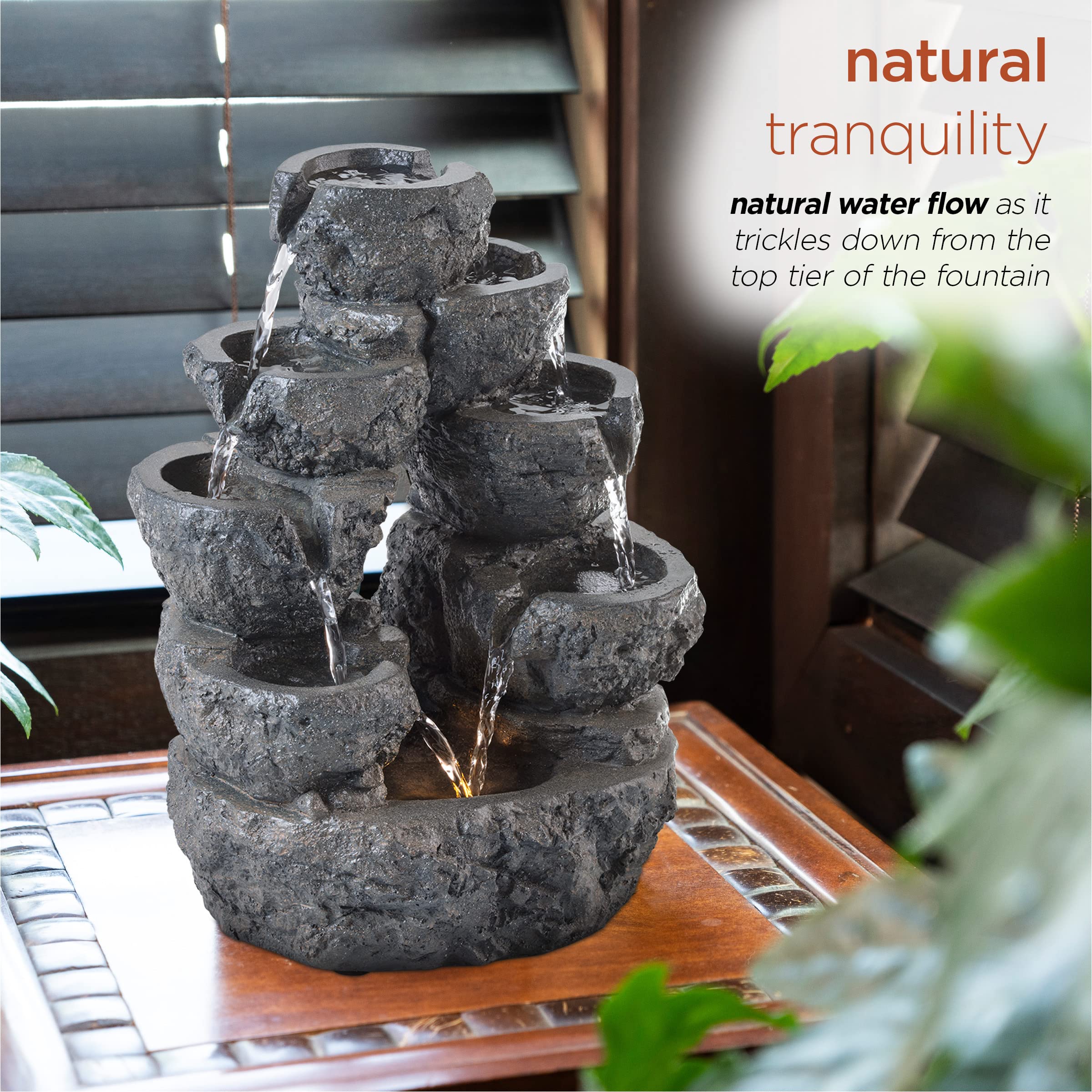 Alpine Corporation WIN1140 Cascading Fountain, 10" L x 7" W x 14" H, Gray