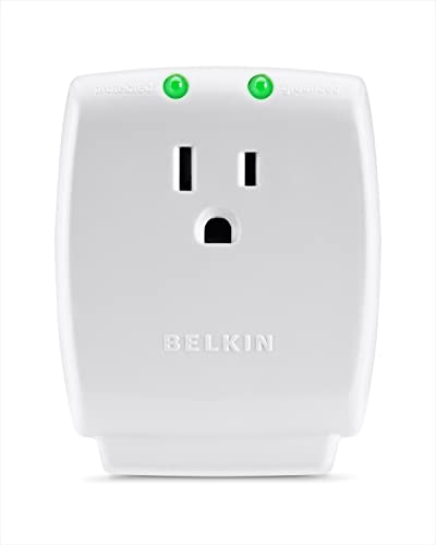 Belkin 1-Outlet Home Series SurgeCube - Grounded Outlet Portable Wall Tap Adapter with Ground & Protected Light Indicators for Home, Office, Travel, Computer Desktop & Charging Brick-White, 885 Joules