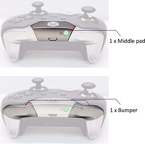 Akiimy Replacement 2 Sets Silver New LB RB Bumpers Triggers Parts with T8 T6 Screwdriver Repair Tool for Xbox One Elite Controller & with a 3.5mm Jack Replacement Bumpers