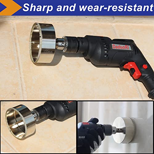 4 Inch (100mm) Diamond Hole Saw with Pilot Bit, DaduoRi 4" Tile Tip Coated Hole Saw with Guiding Drill Bit in The Center for Glass, Porcelain Tile,Ceramics, Marble and Granite