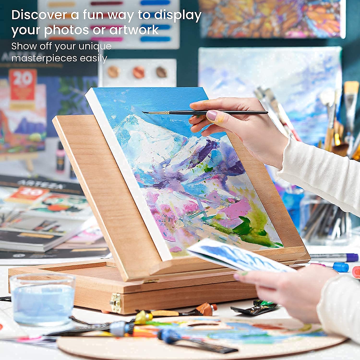Arteza Acrylic Paper Canvas Pad 9.5x9.5 20 Sheets and Acrylic Paper Canvas Pad 8x11 20 Sheets Bundle, Painting Art Supplies for Artist, Hobby Painters & Beginners