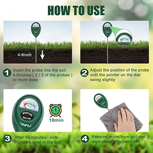 2 Pack Soil Moisture Meter, Plant Water Monitor, Lawn Moisture Meter,Soil Hygrometer Sensor for Gardening, Farming, Indoor and Outdoor Plants