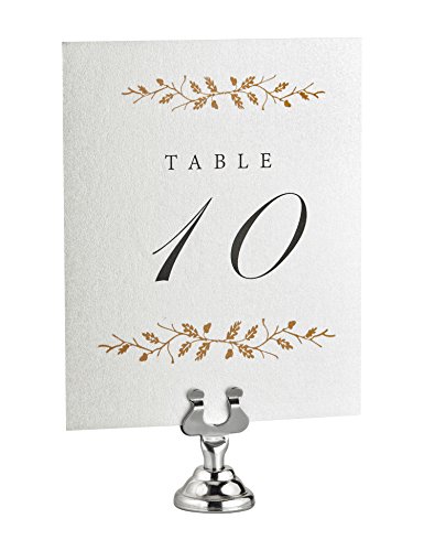 Alpine Industries Place Card Holder - Harp Style Table Name Place Card Holder- Tabletop Number, Photo, and Menu Stand - Great for Restaurants, Weddings Banquets - Silver (Pack of 12)